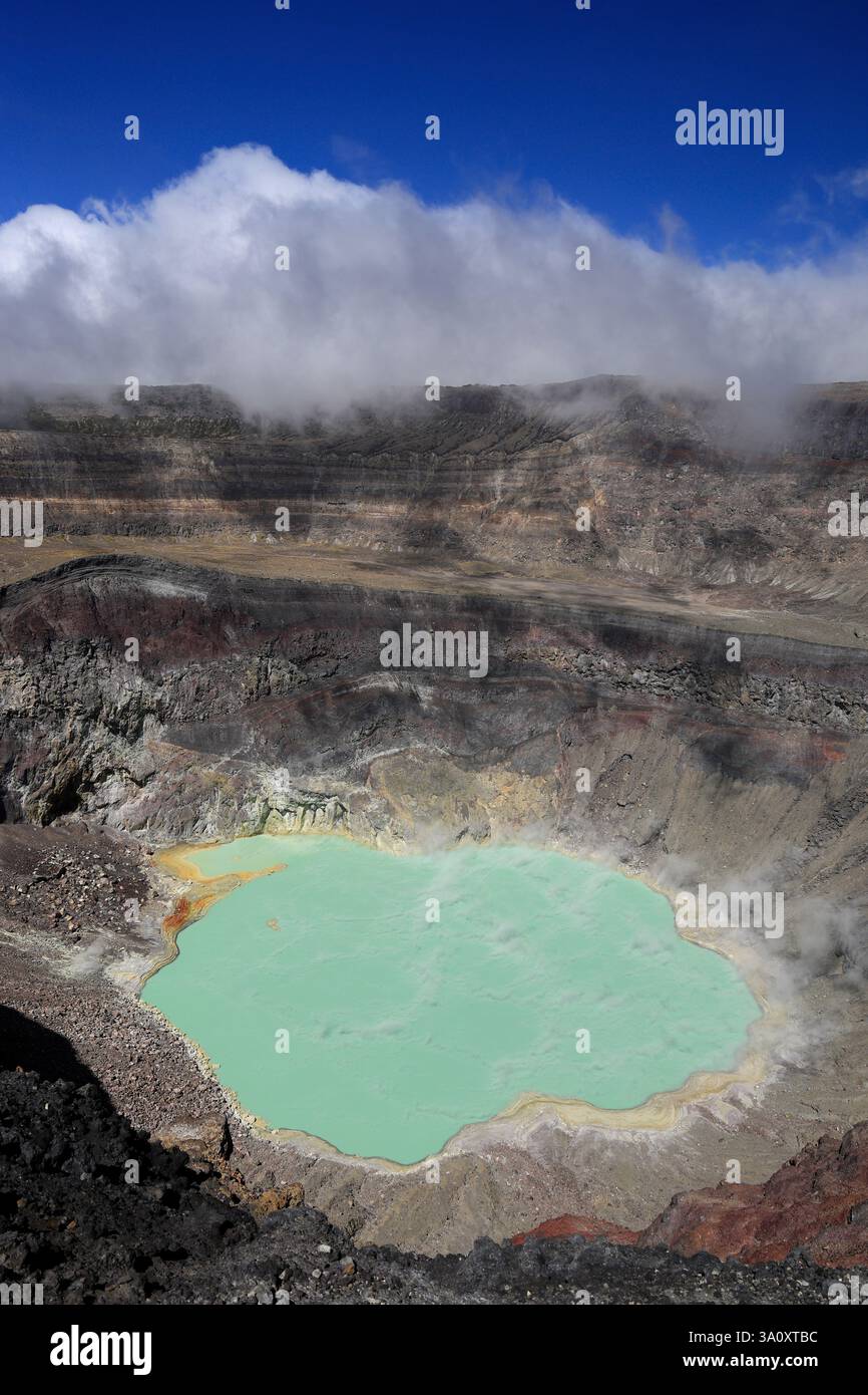 The mint green Ilamatepec Lake at the crater of active Santa Ana ...