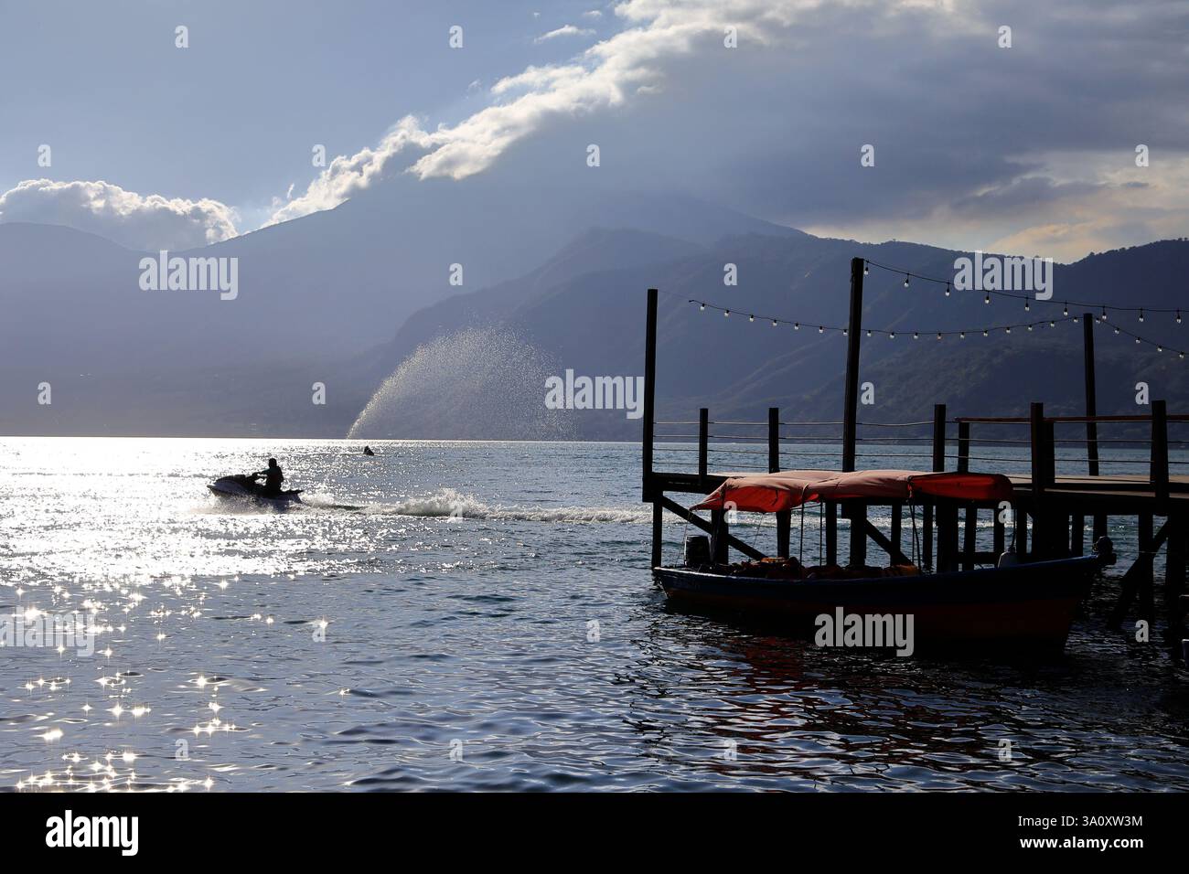 The view of Lago de Coatepeque Lake from the top of Santa Ana volcano ...