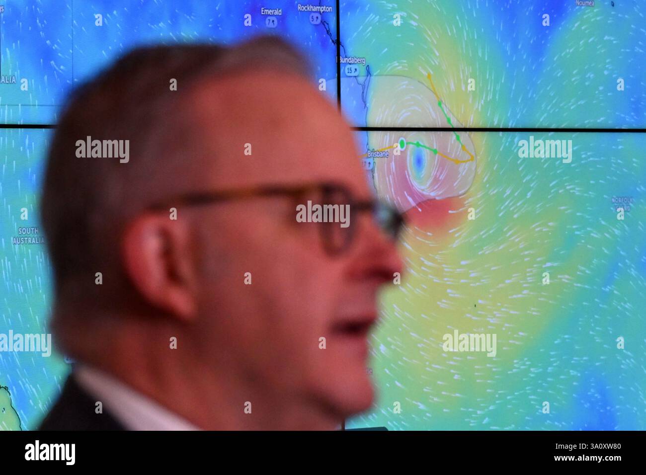 A map showing the location of Tropical Cyclone Alfred is seen as ...