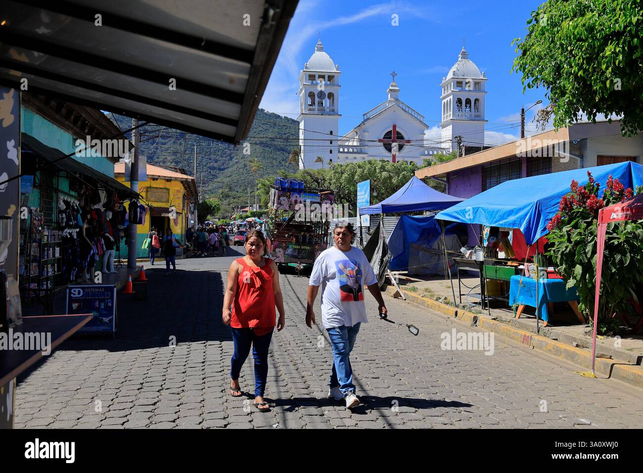 The historic town center of Juayua on the Ruta de las Flores (Route of ...