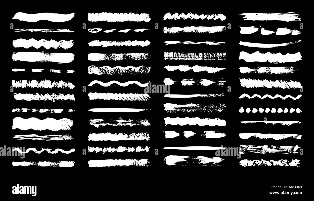 Grunge brush strokes, lines, ink smudges, hand-drawn scribble shapes ...