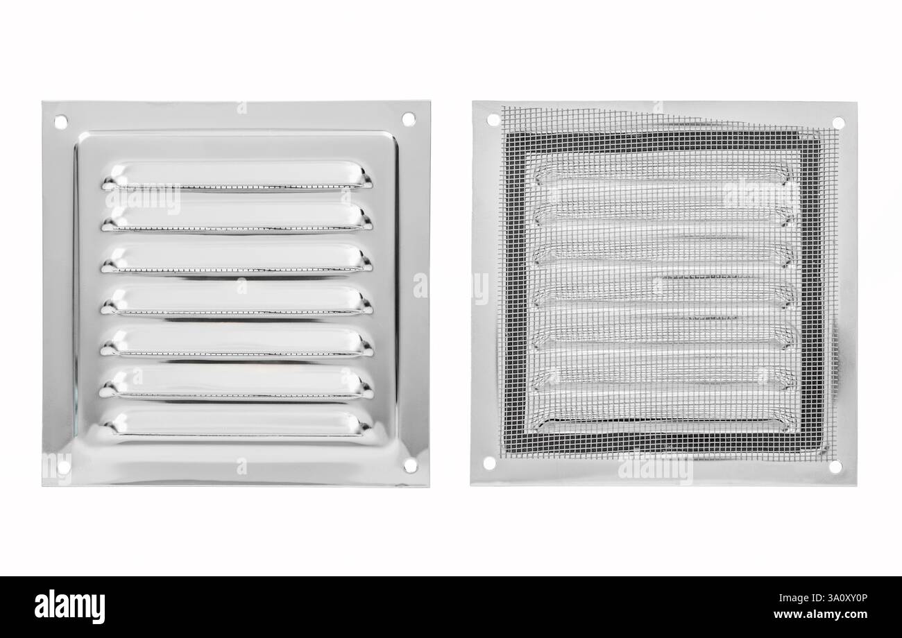 Metal ventilation grille is highlighted on a white background ...