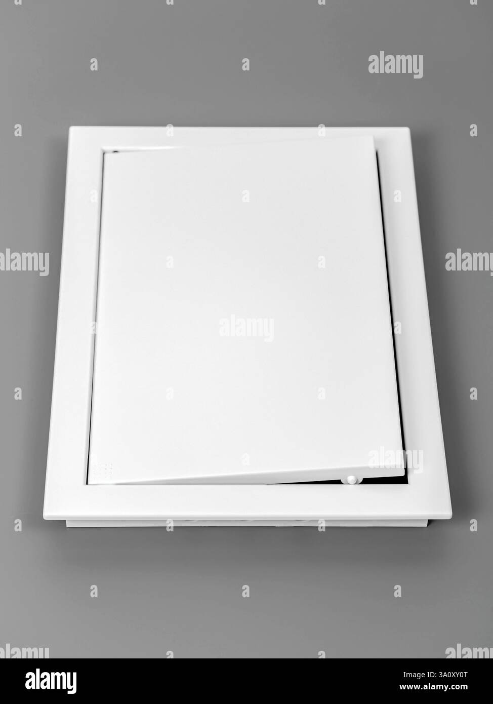 White plastic hatch on a gray background. Rectangular shape Stock Photo ...