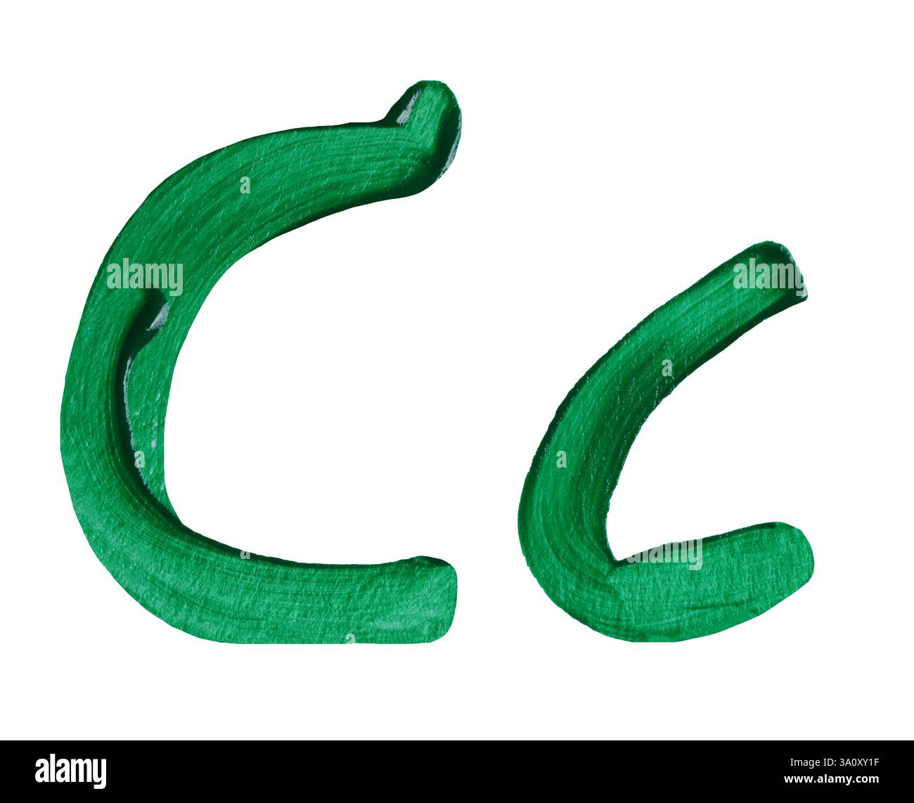 Artistic representation of the letters C and c painted in vibrant green ...