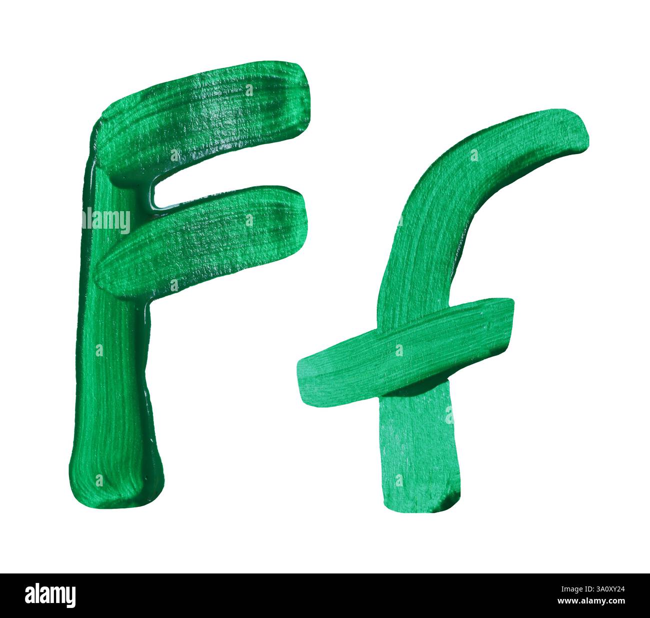 Artistic representation of the letters F and f painted in vibrant green ...