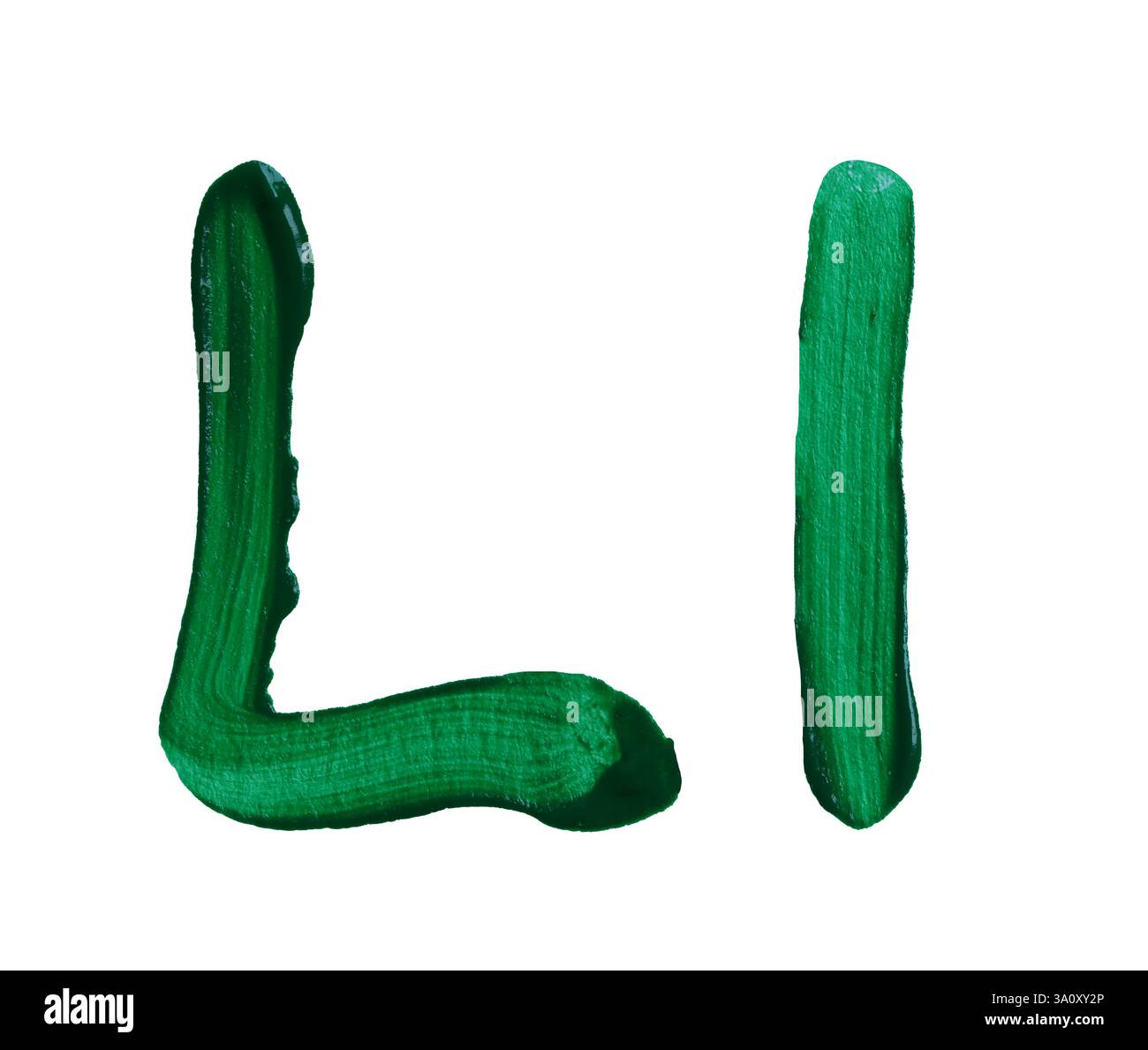 Artistic representation of the letters L and l painted in vibrant green ...