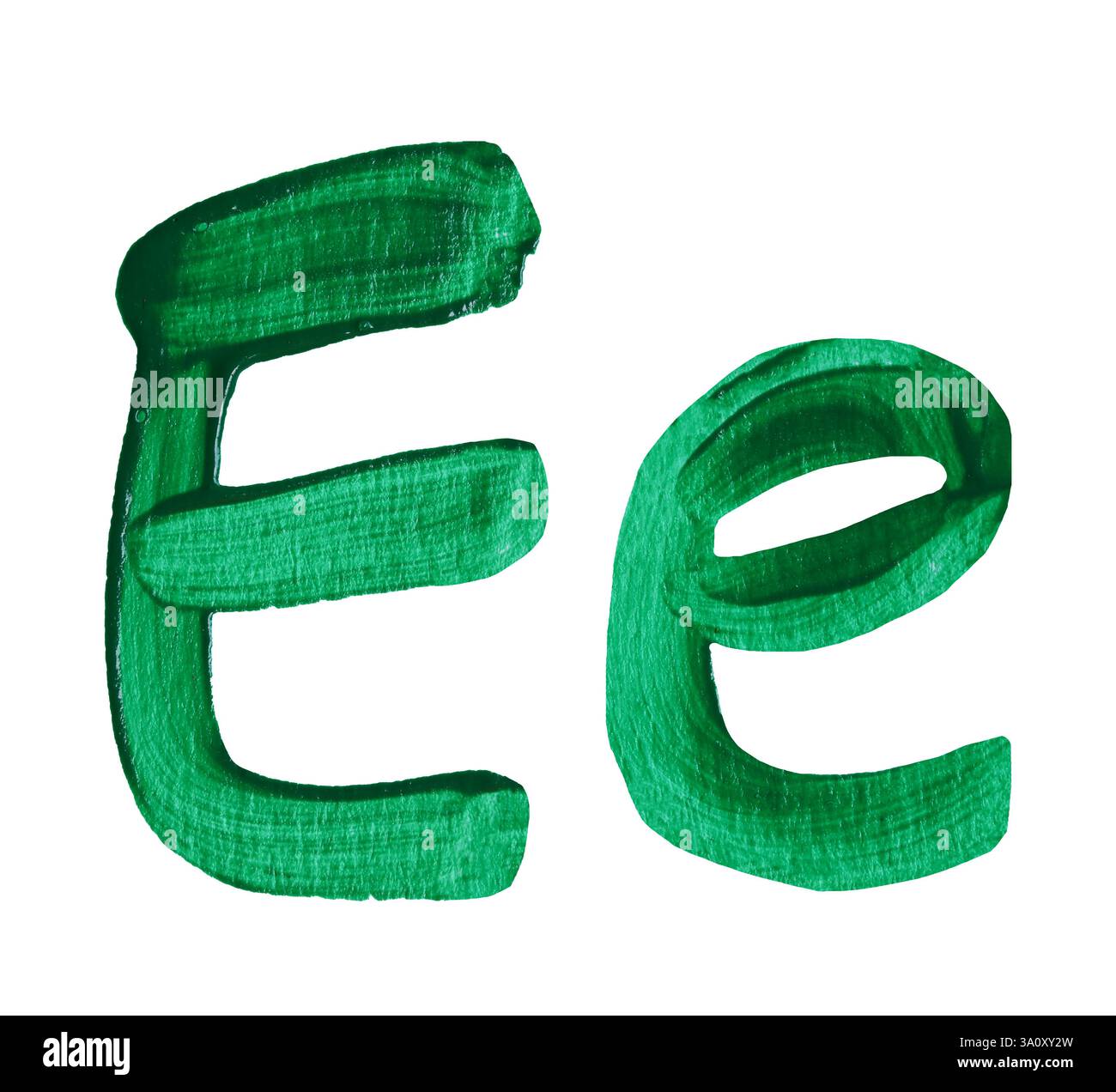 Artistic representation of the letters E and e painted in vibrant green ...