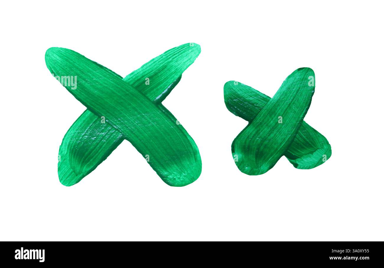 Artistic representation of the letters X and x painted in vibrant green ...