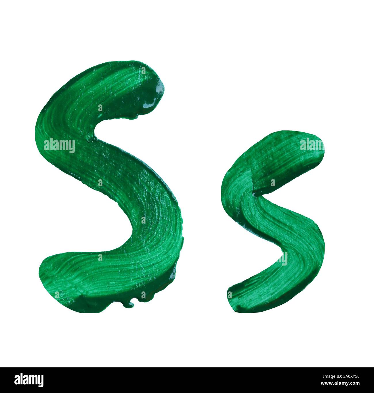 Artistic representation of the letters S and s painted in vibrant green ...