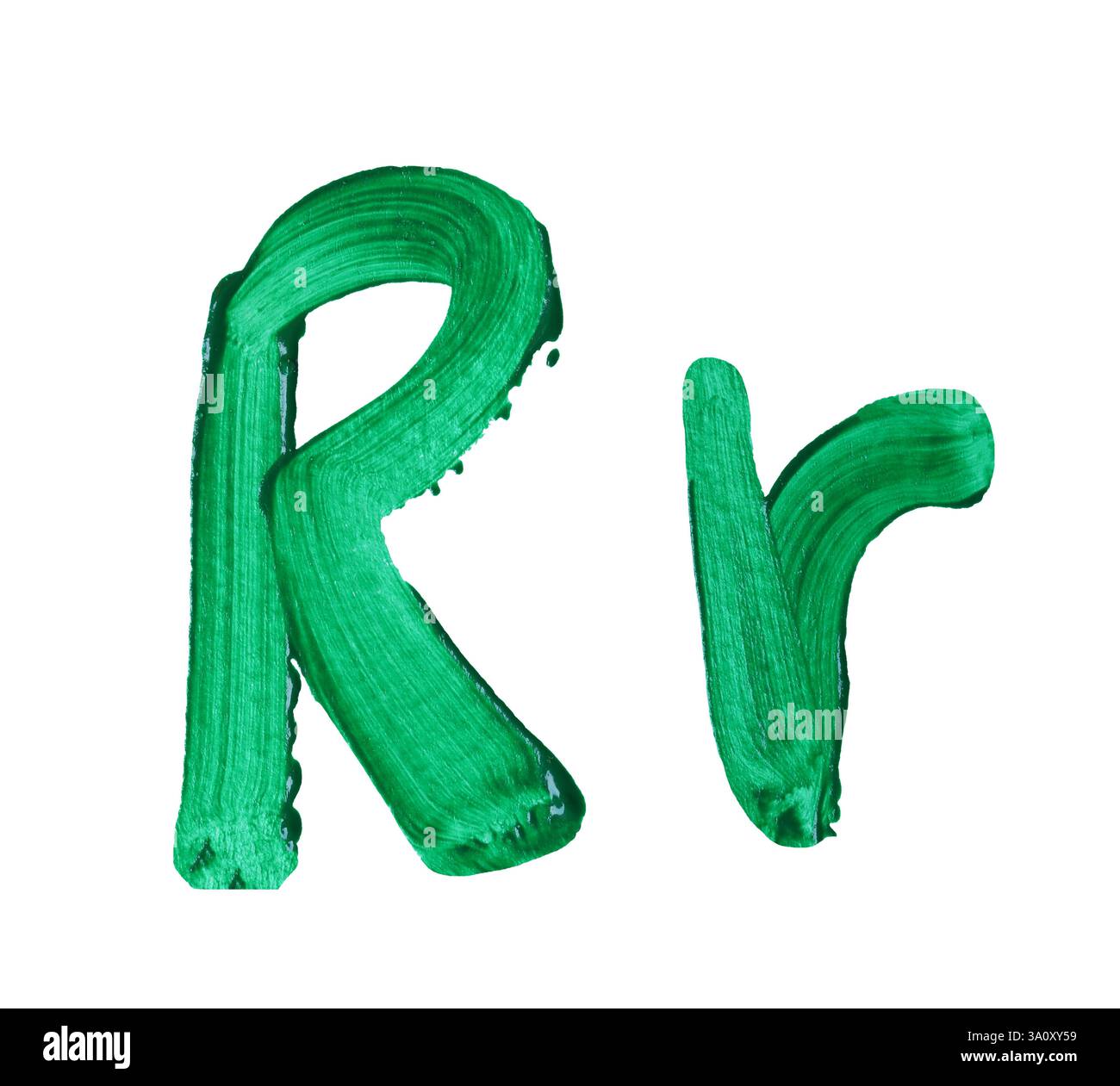 Artistic representation of the letters R and r painted in vibrant green ...