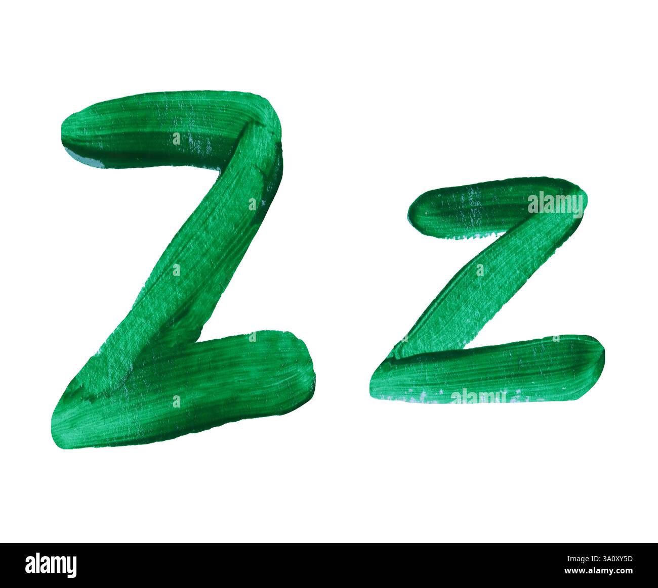 Artistic representation of the letters Z and z painted in vibrant green ...