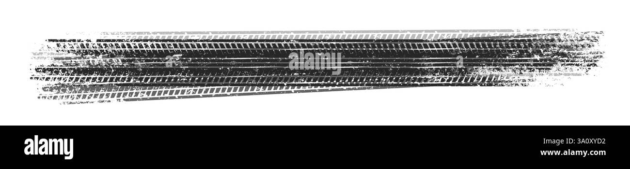 Grunge tire tracks with mud splatters, dirty wheel braking marks. Truck ...