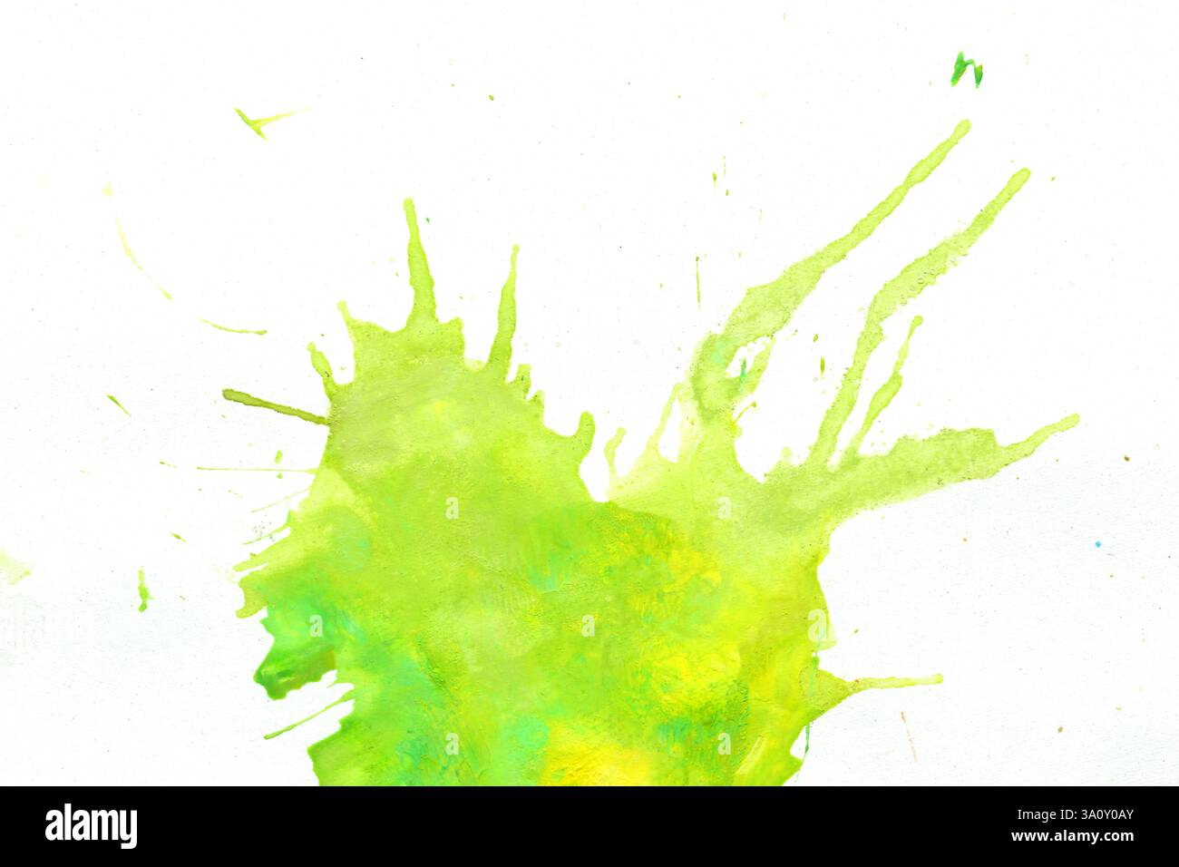 A vibrant green watercolor splash against a white background ...