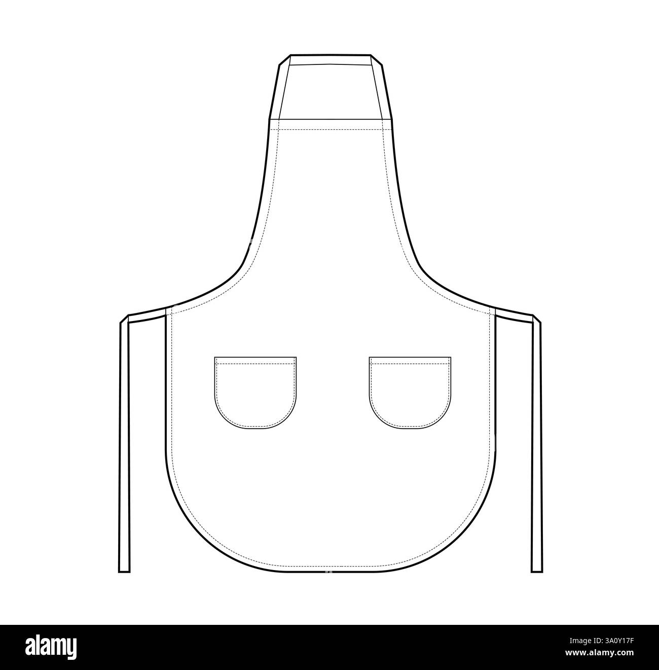 Bib Apron Scalloped technical fashion illustration. Chef uniform for ...