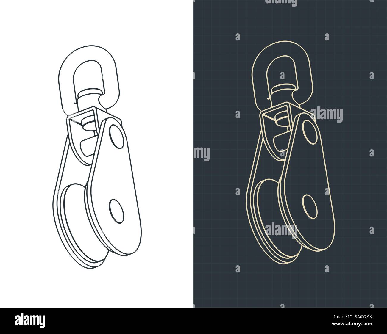 Stainless steel single block for rigging isometric blueprints Stock ...