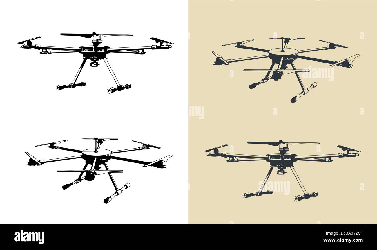 Stylized vector illustration of a hexacopter Stock Vector Image & Art ...