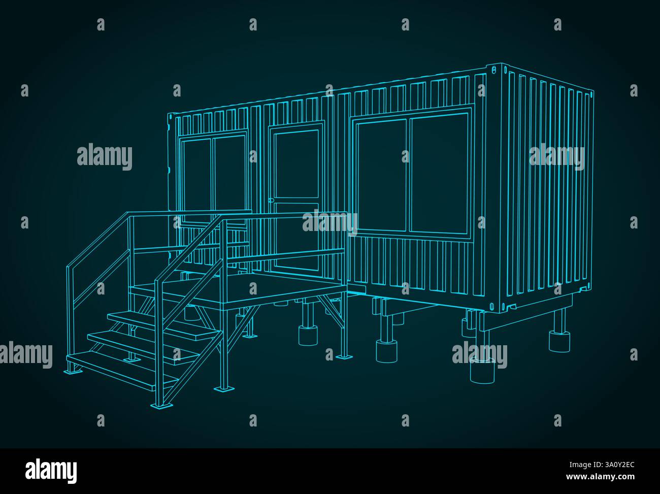 Container house drawing. Shipping container converted into compact ...