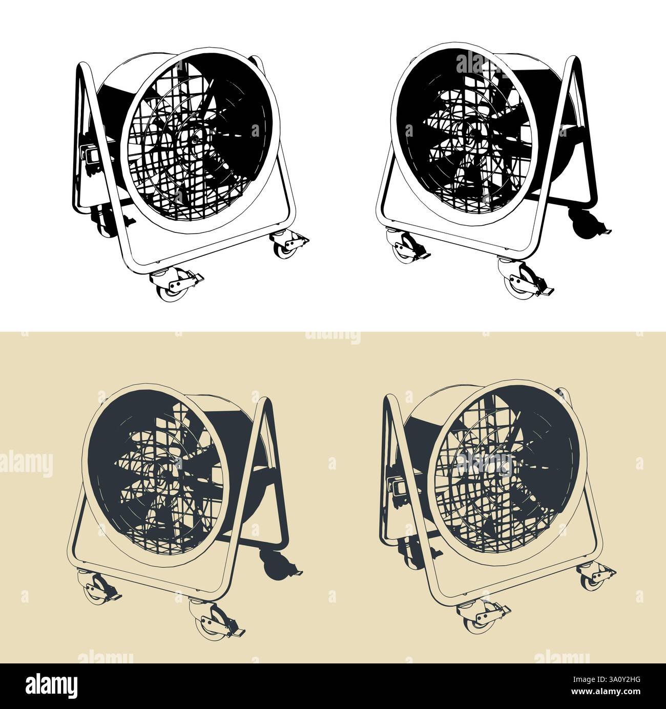 Industrial axial flow fan stylized vector illustration Stock Vector ...