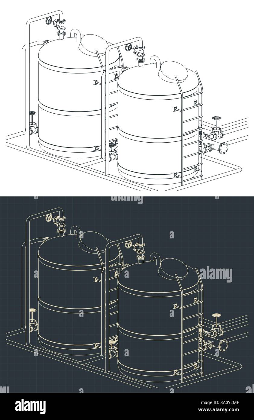 Roof mounted water storage tanks blueprints Stock Vector Image & Art ...