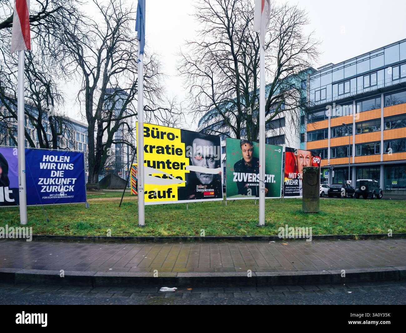 Freiburg, germany - Feb 10, 2025: A row of political billboards during ...