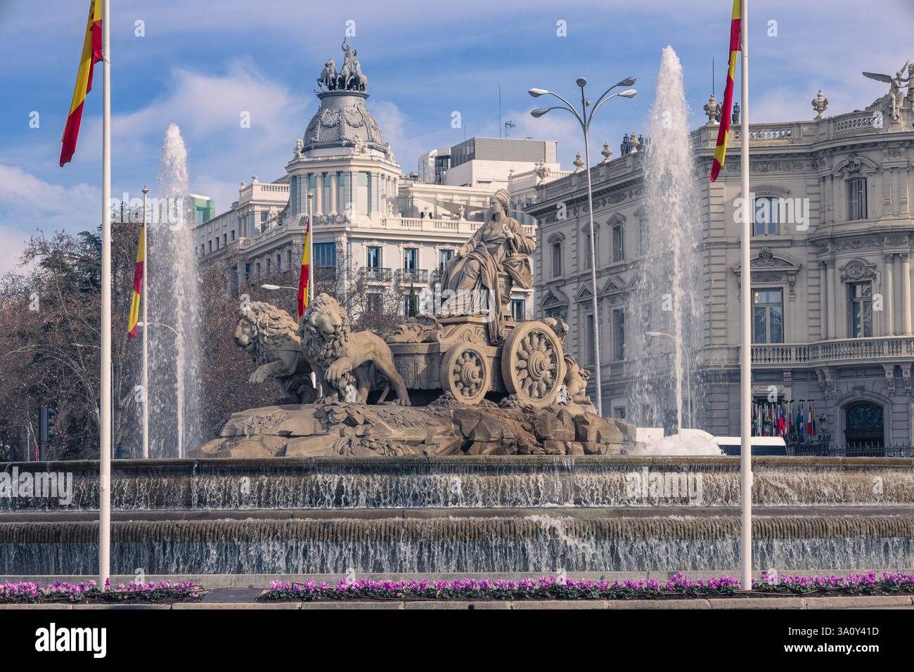 Madrid, Spain. February 15, 2025. The Fountain of Cybele (Fuente de ...