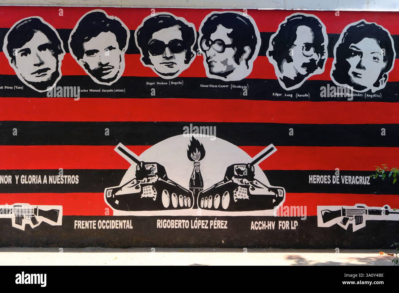 A mural of Sandinista Revolution freedom fighters inside of the Museum ...