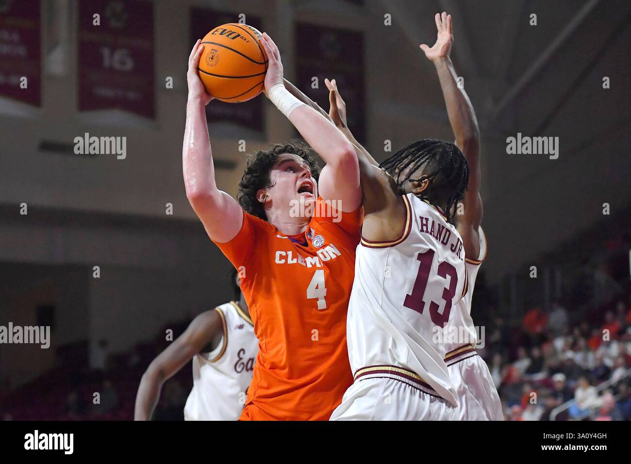 Clemson forward Ian Schieffelin (4) takes a shot at the basket as ...