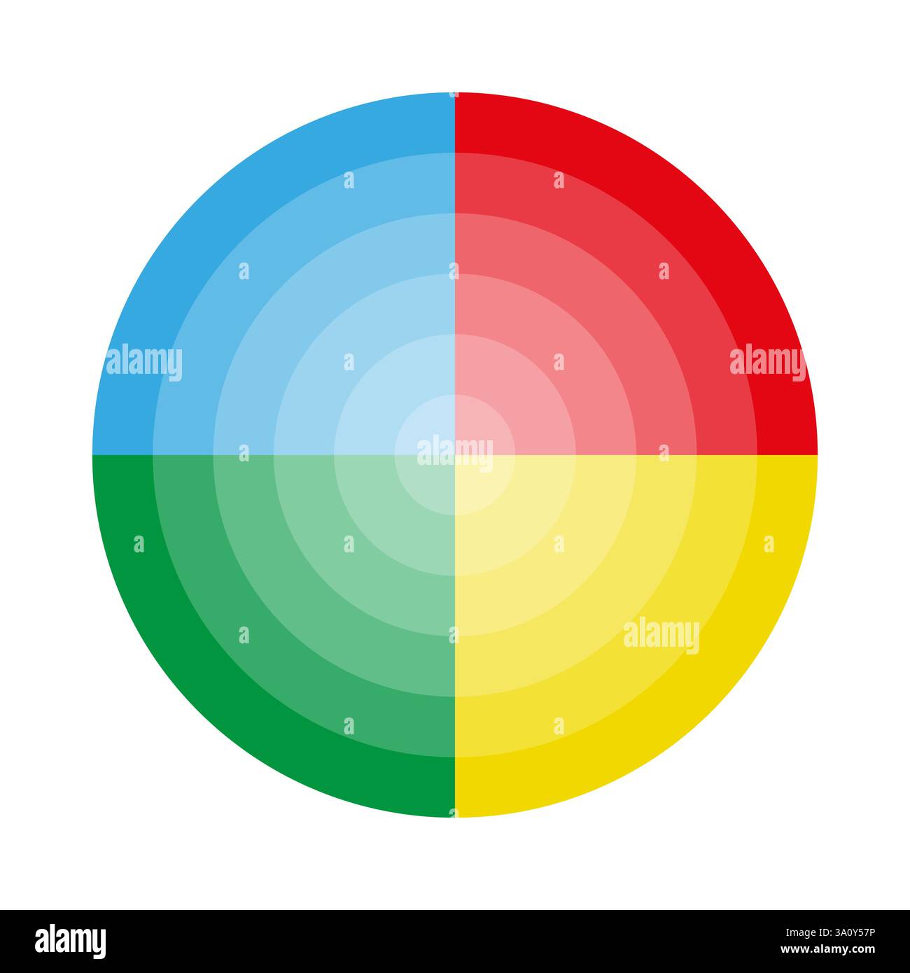 Four color sections. Gradient hue wheel. Artistic spectrum circle. Vector pigment chart Stock ...