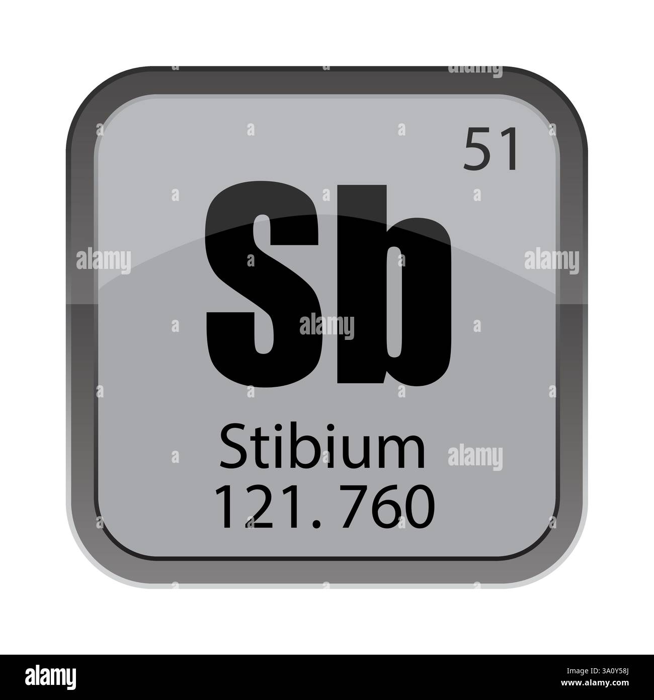 Antimony element. Sb chemical symbol. Atomic number 51. Periodic table ...
