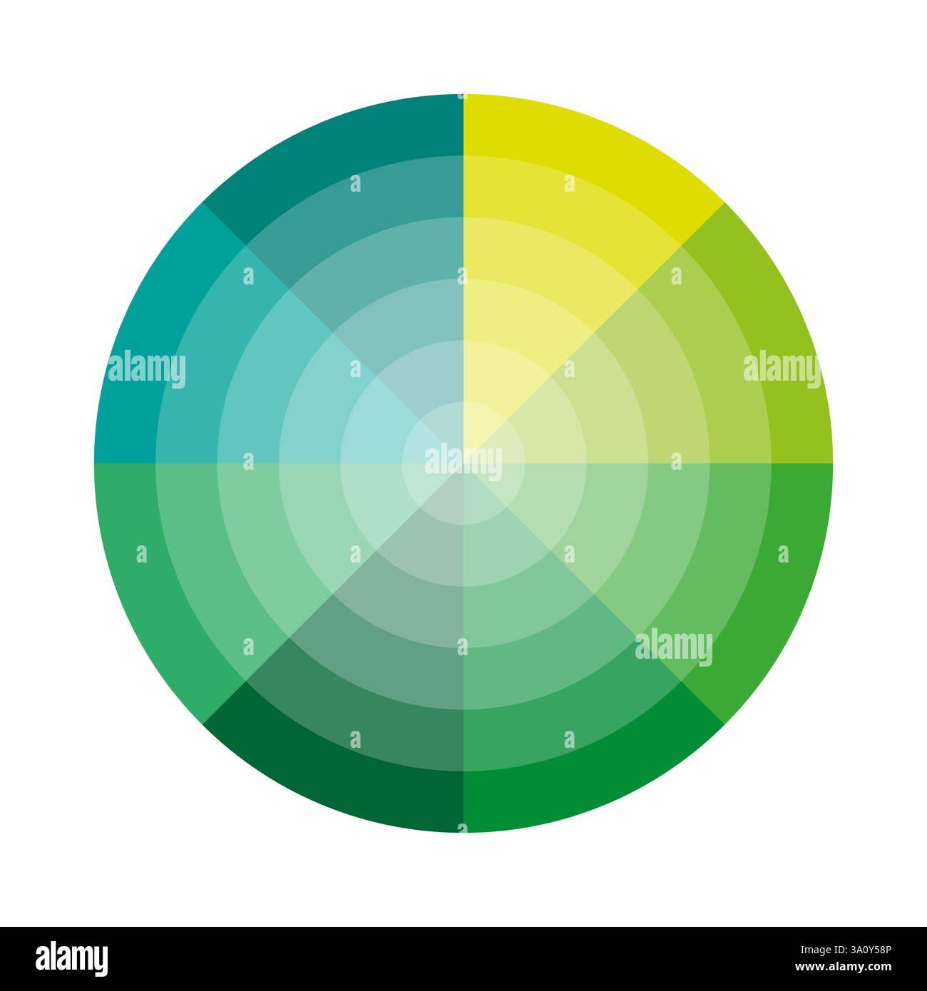 Yellow green spectrum. Artistic hue wheel. Gradient pigment chart ...