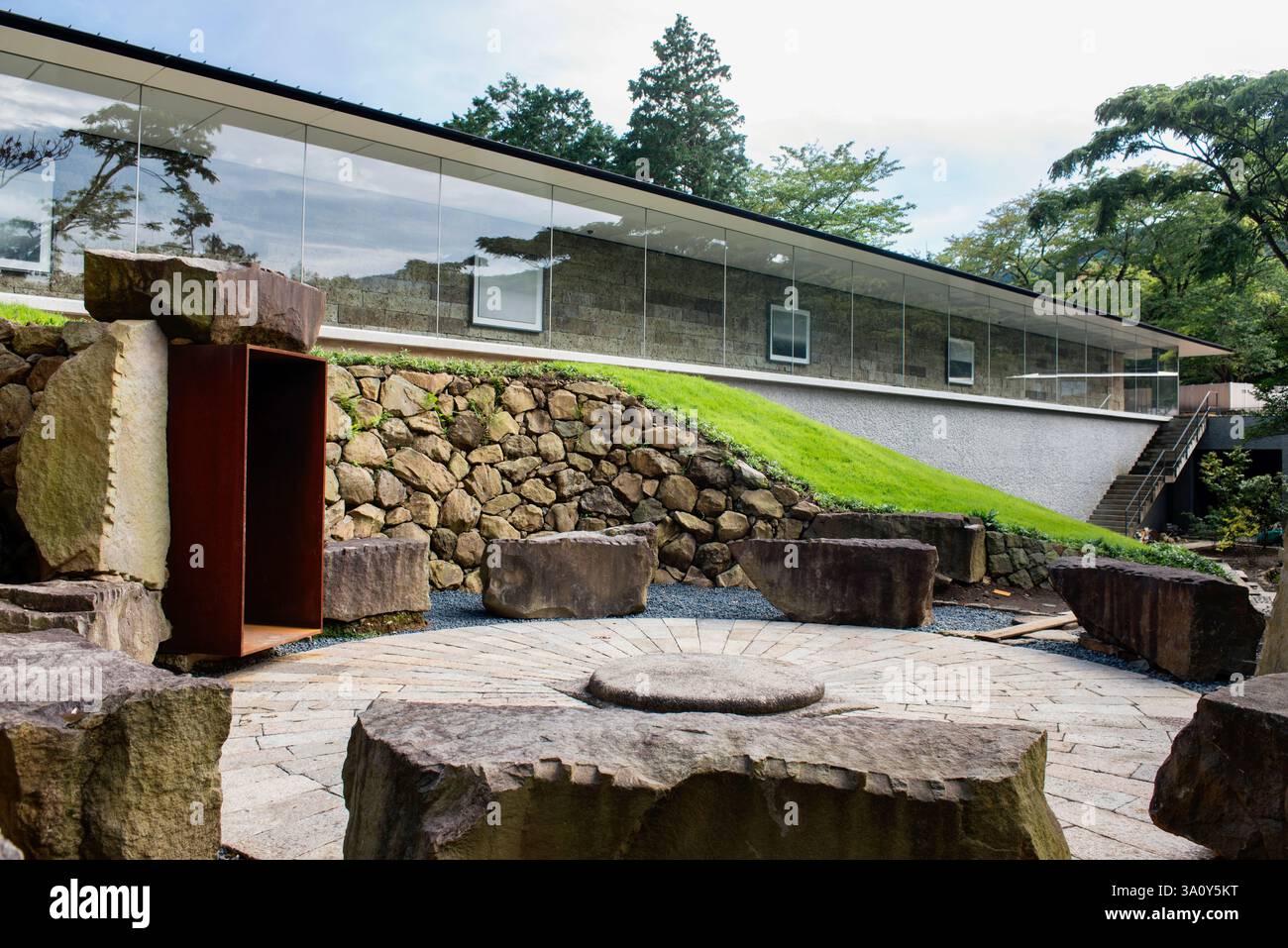 Photo shows the exterior of the gallery and circular stone stage in the ...