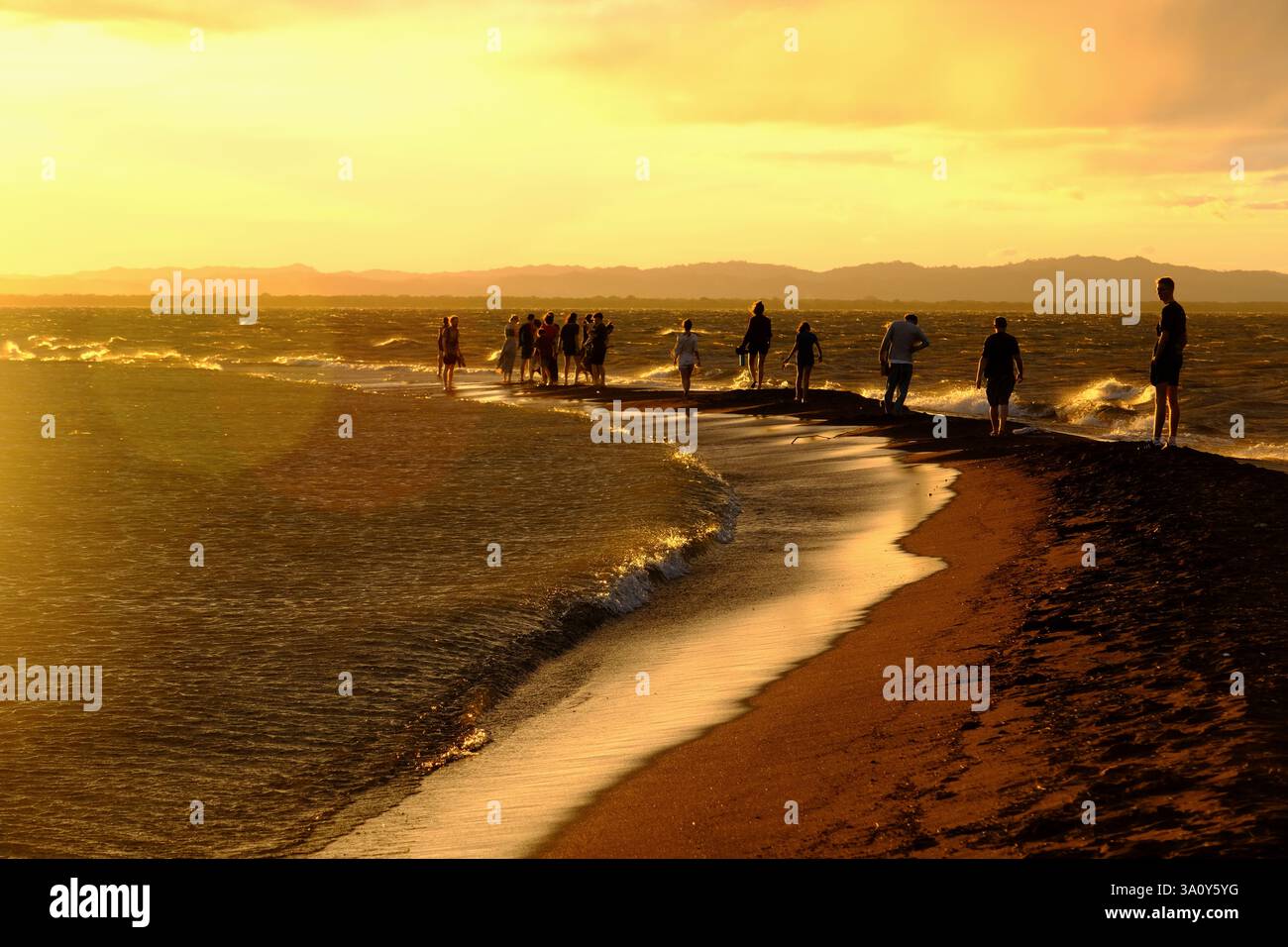 Visitors in Punta Jesus Maria during sunset on Lake Nicaragua.Isla ...