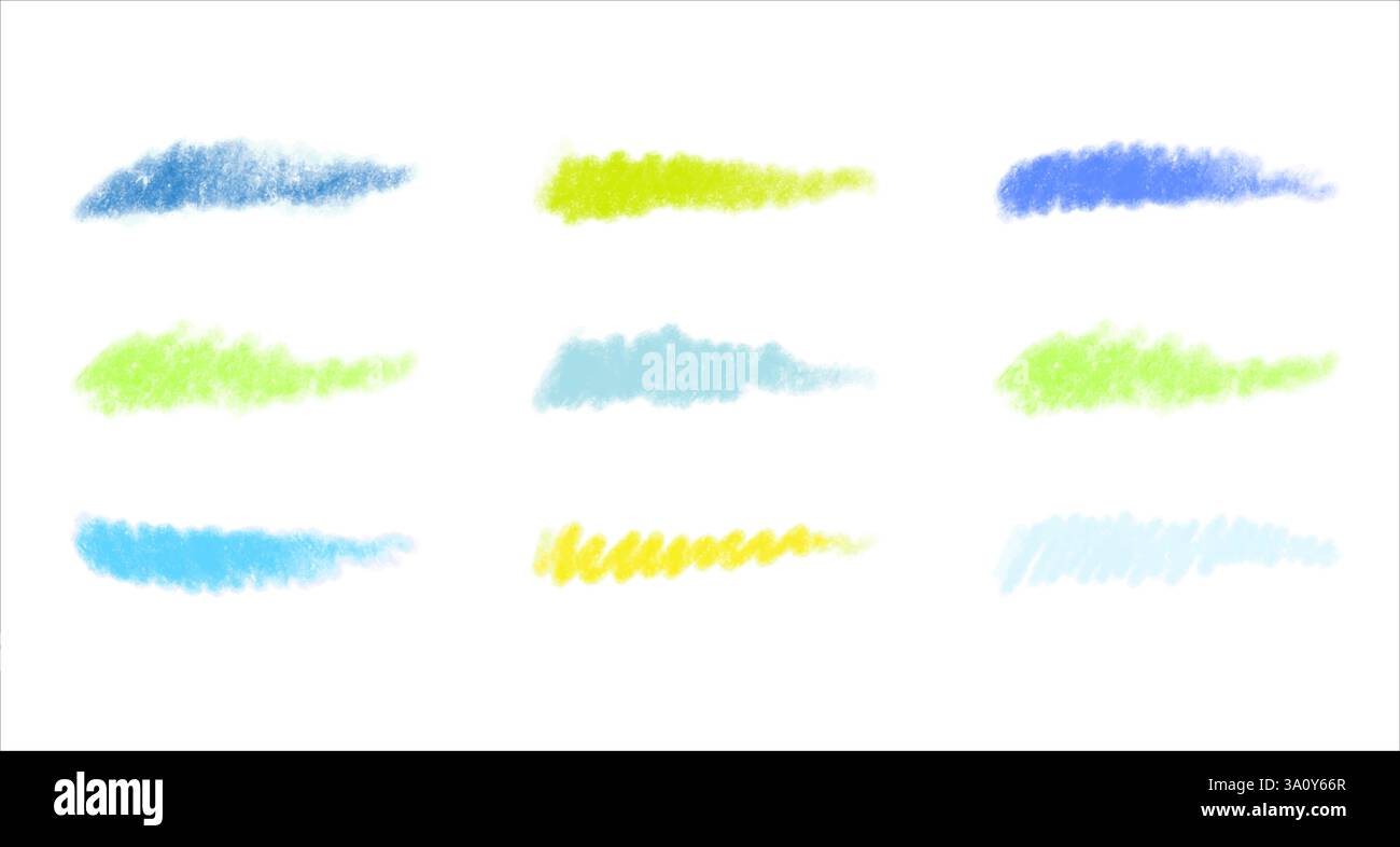 Set of colorful marker, crayon, charcoal brush strokes Stock Vector ...