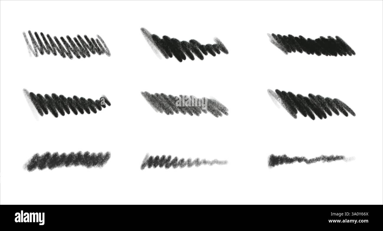 Set of black grunge crayon, chalk textured scratches Stock Vector Image ...