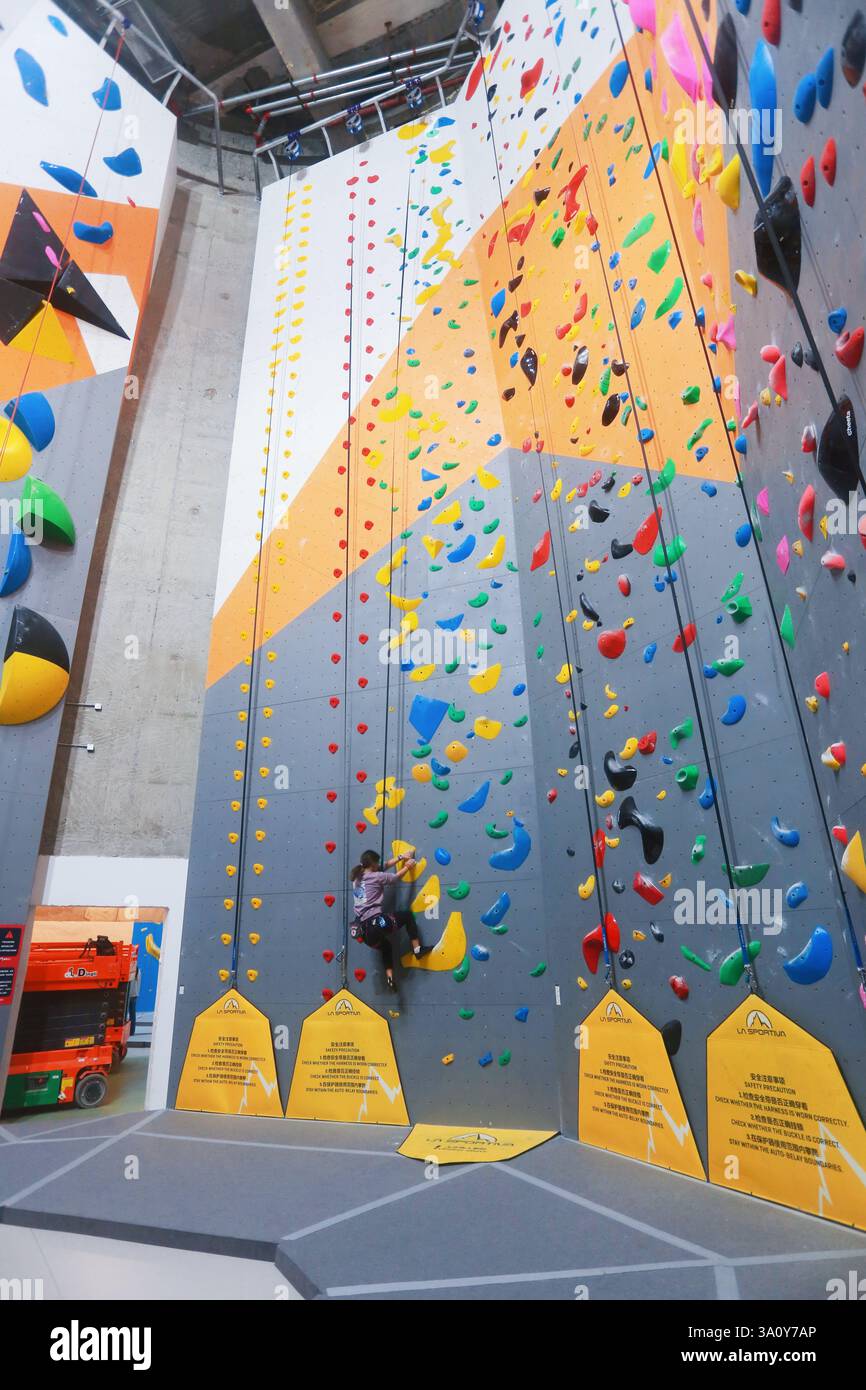 SHANGHAI, CHINA - MARCH 5, 2025 - Extreme sports enthusiasts climb at a ...