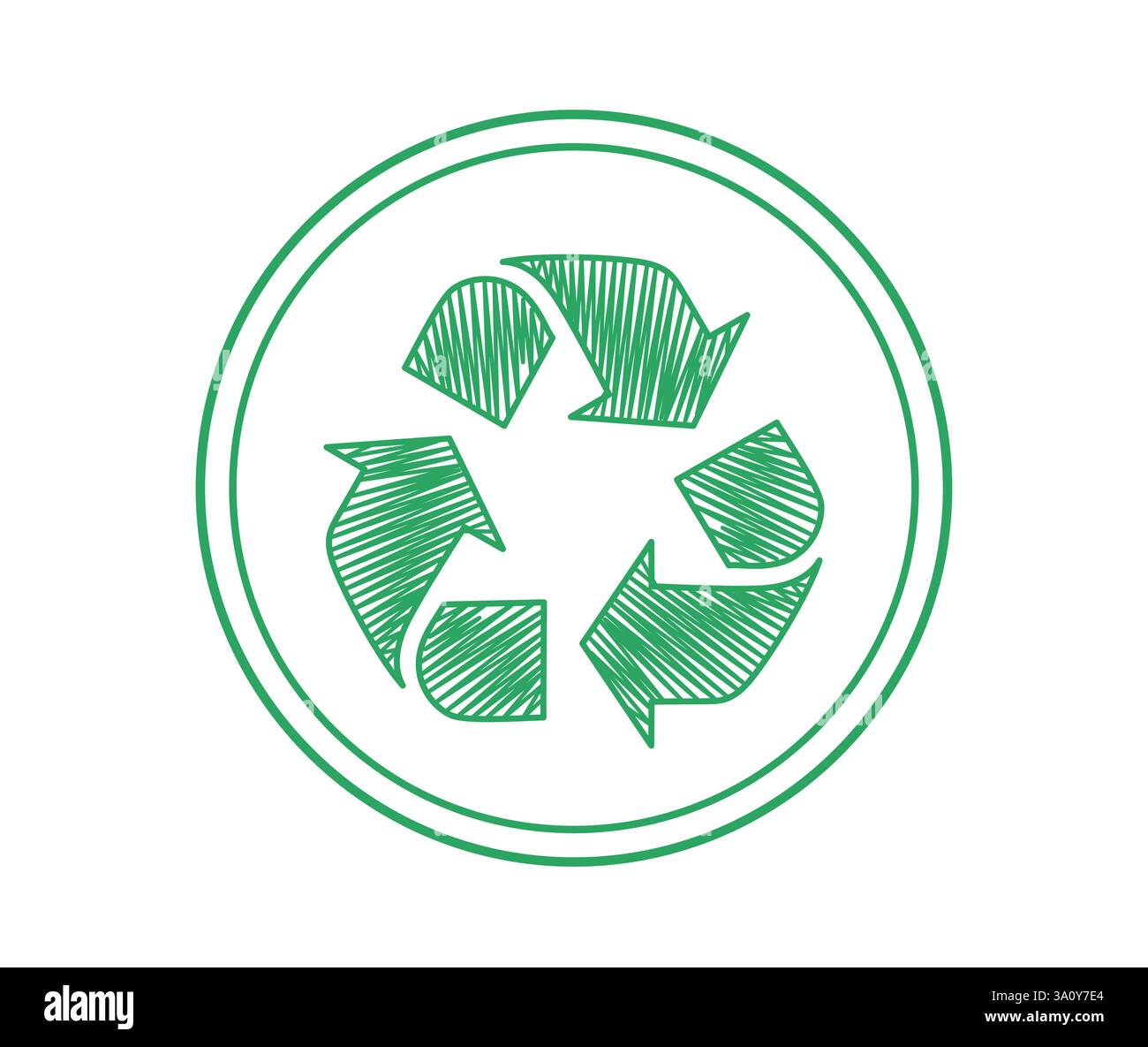 Recycle sign icon clipart. Recycling ecological symbol clip art in green circle signboard with ...