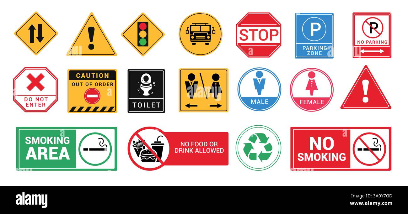 Warning signs icon clipart set. Warning signages and symbols for ...