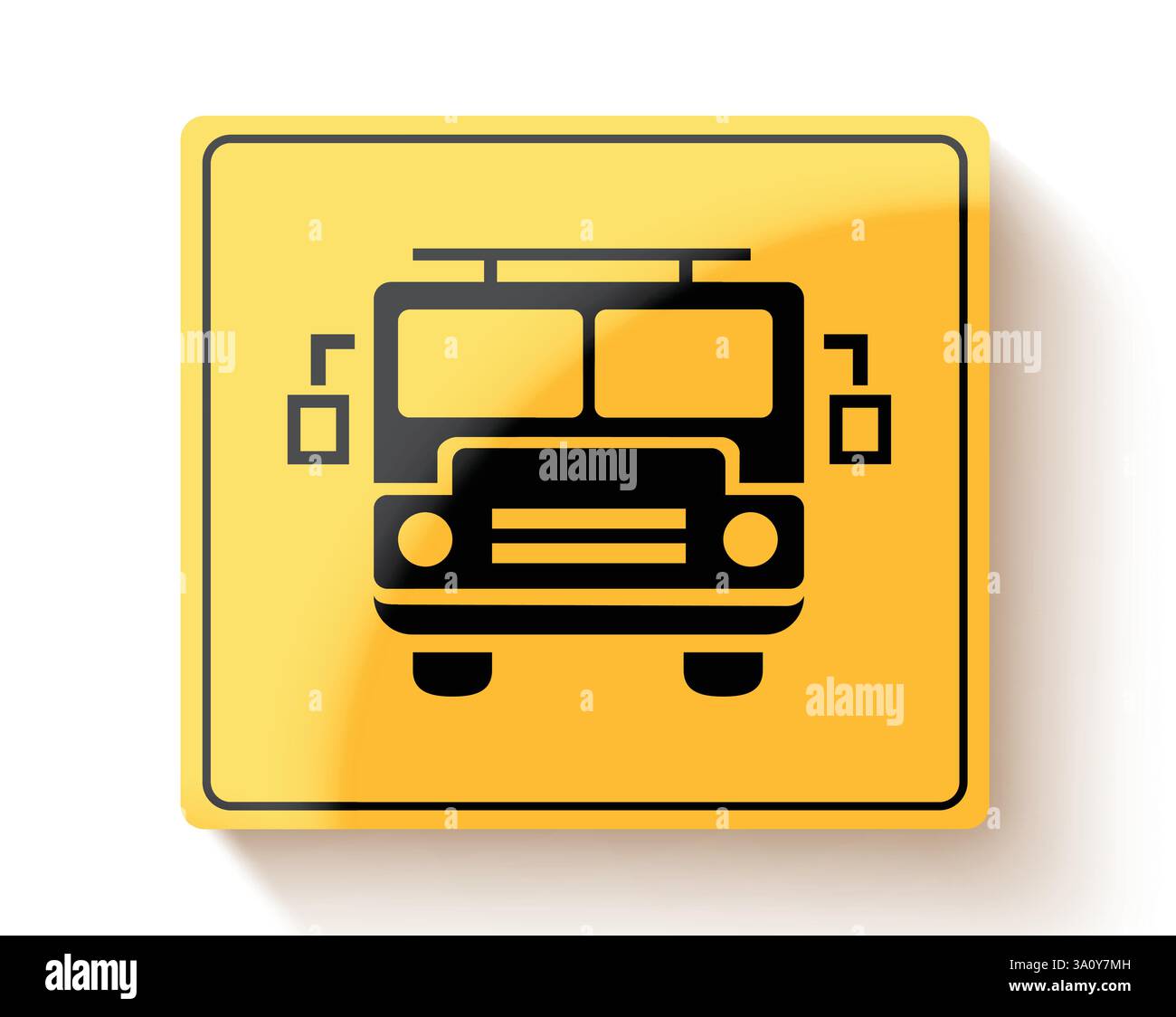 Bus stop sign icon clipart. Bus stop symbol in yellow square signboard ...