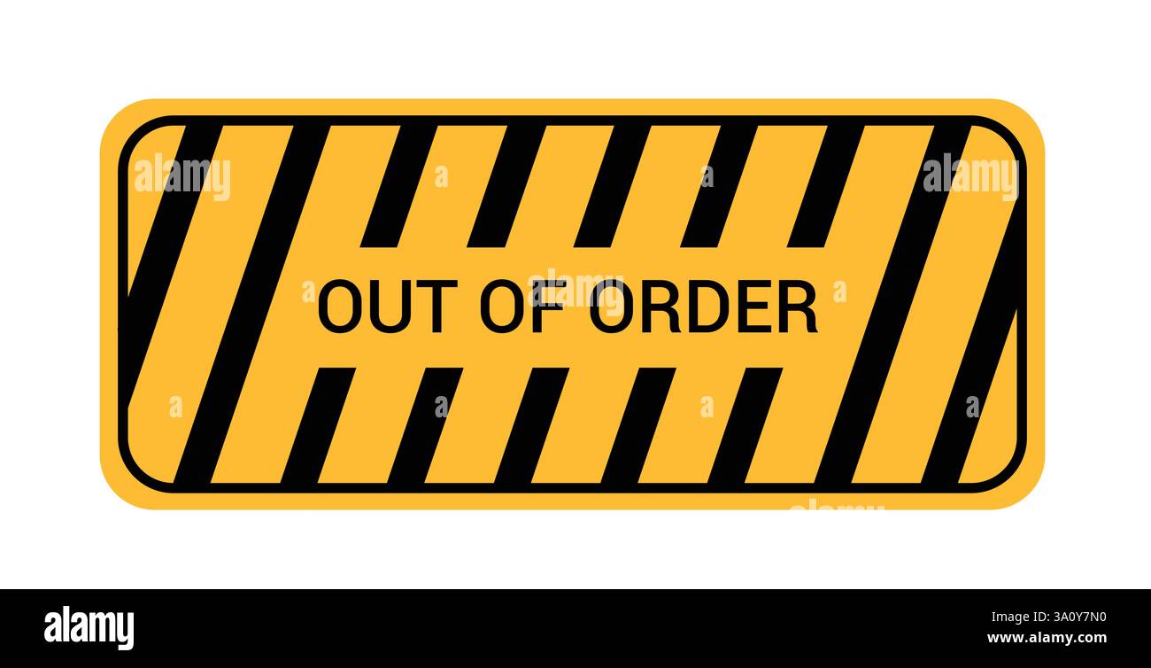 Out of order sign icon clipart. Caution and warning symbol in yellow ...