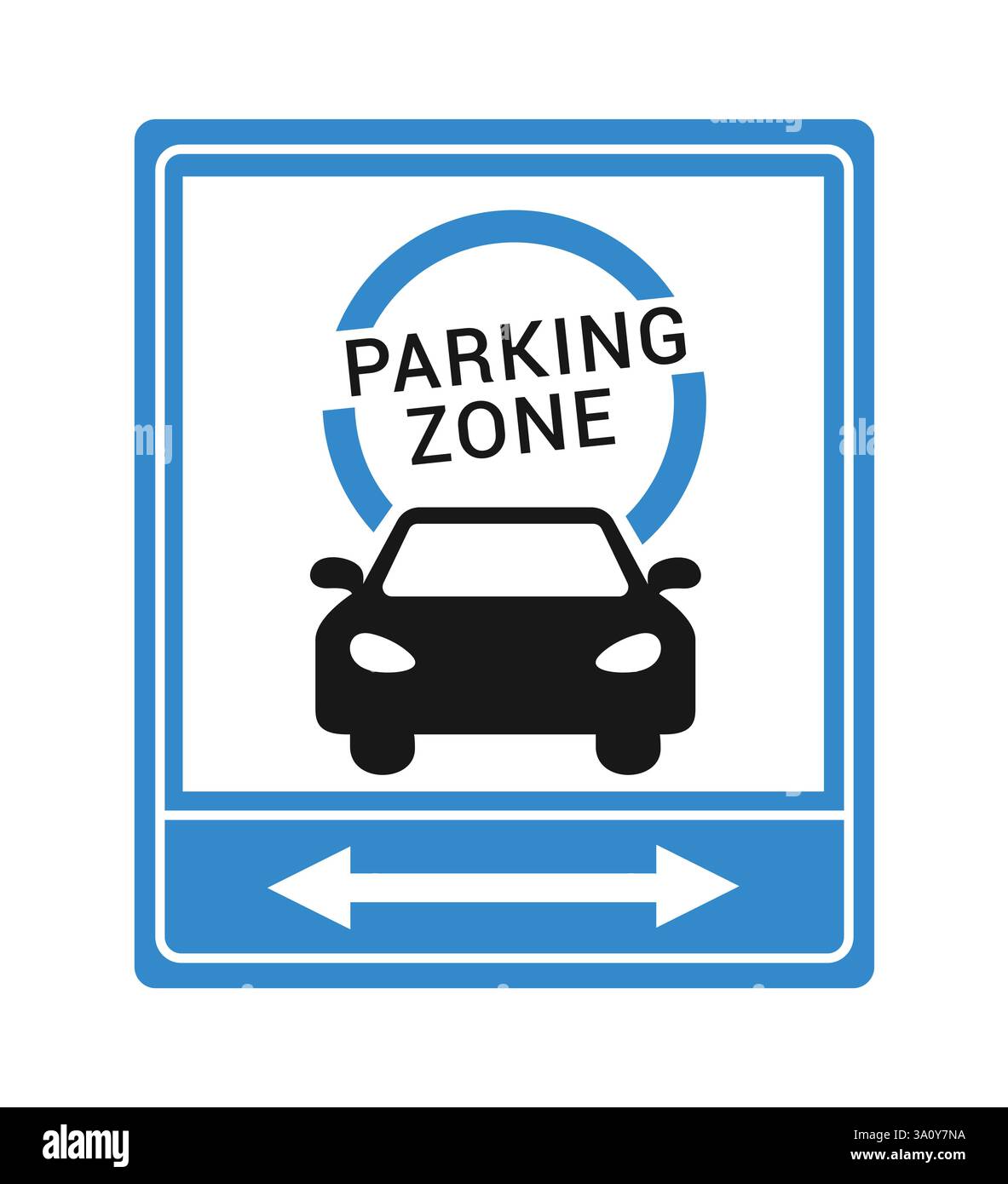 Parking zone road sign icon clipart. Parking zone text in blue ...