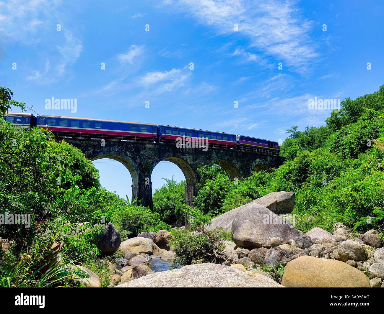 Don Ca railway bridge on Hai Van pass, connecting Da Nang city with Hue ...