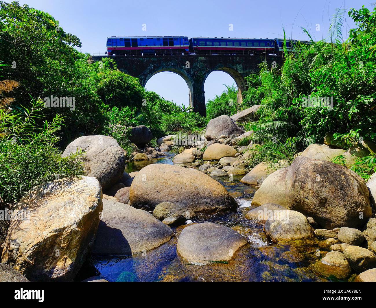 Don Ca railway bridge on Hai Van pass, connecting Da Nang city with Hue ...