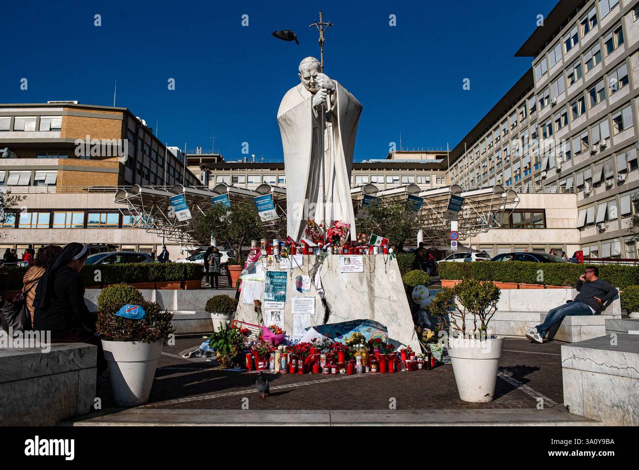 Rome, Italy. 05th Mar, 2025. View of the statue of Pope John Paul II ...