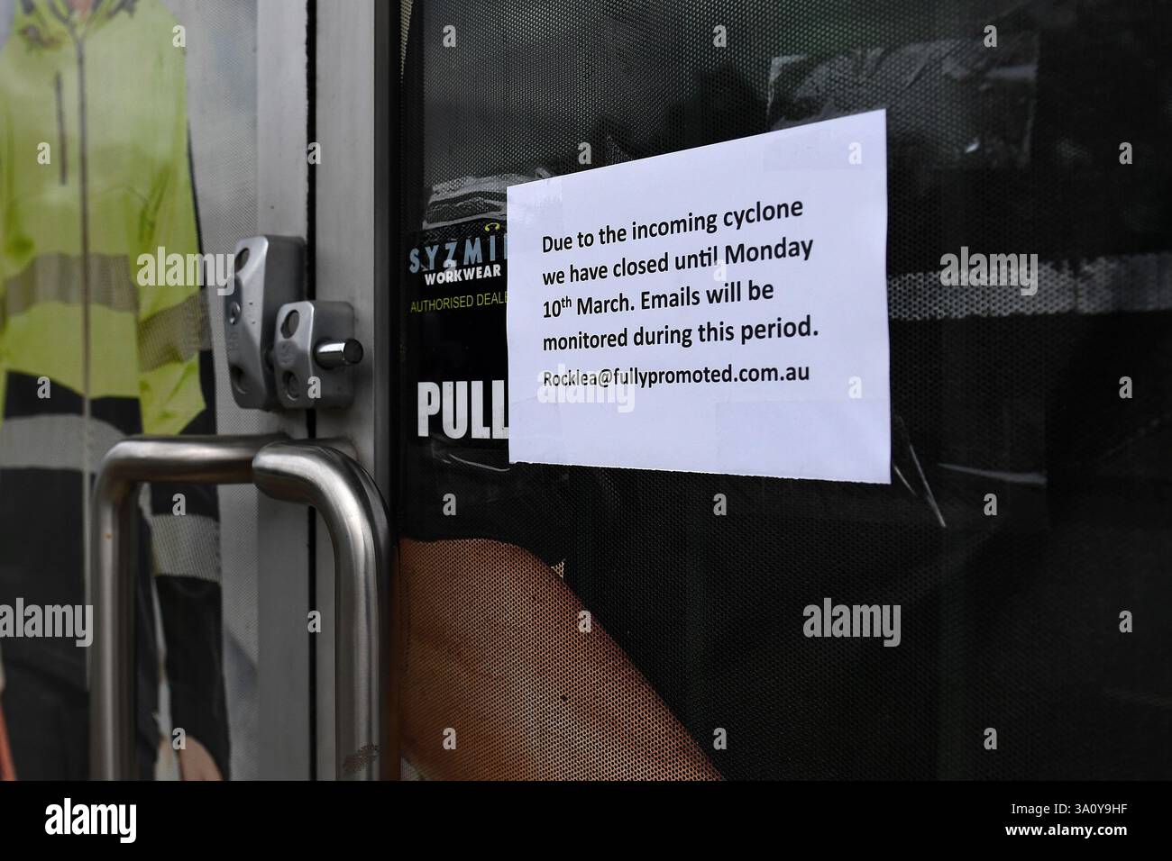 A sign is seen at a Rocklea business in Brisbane, Queensland, Thursday ...