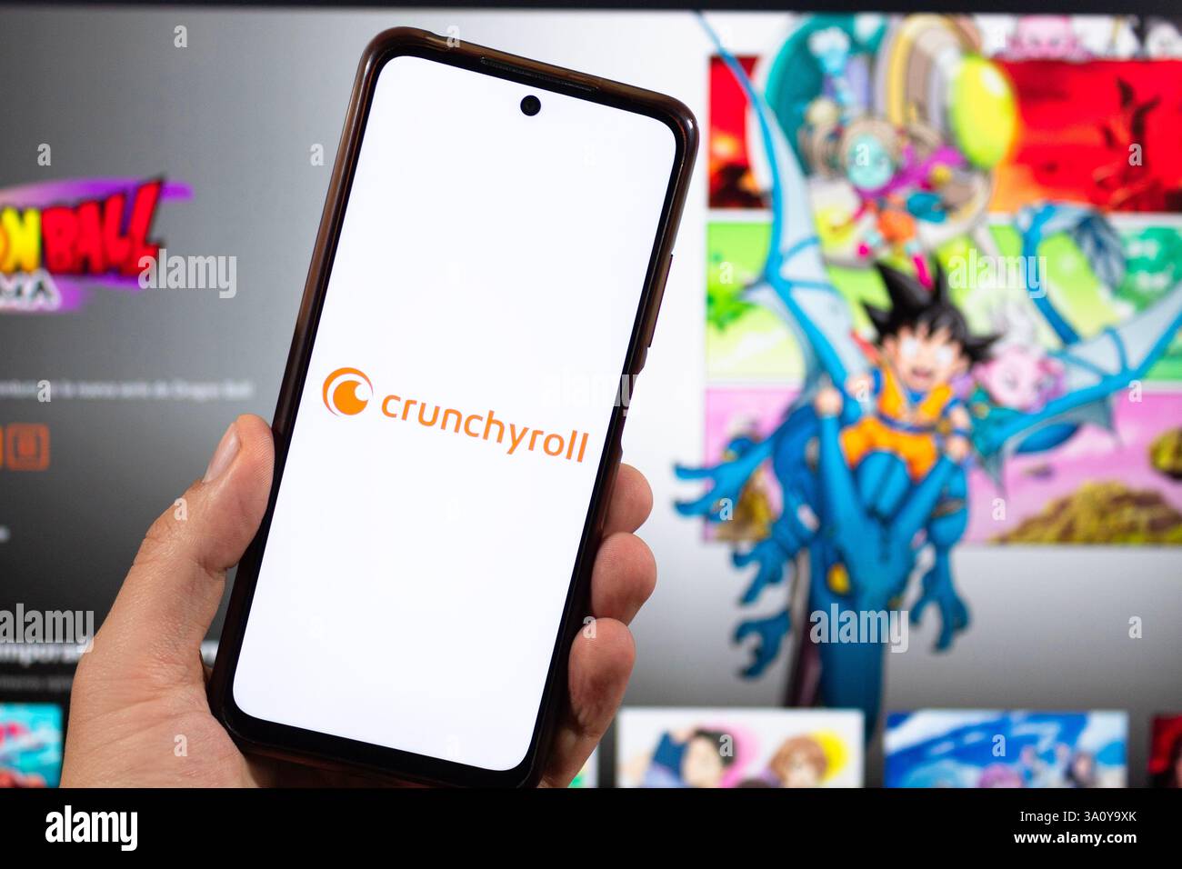 BOGOTA, COLOMBIA - MARCH 05 OF 2025 A male hand holding a smartphone ...