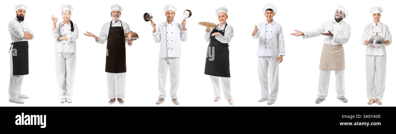 Set of many different chefs on white background Stock Photo - Alamy