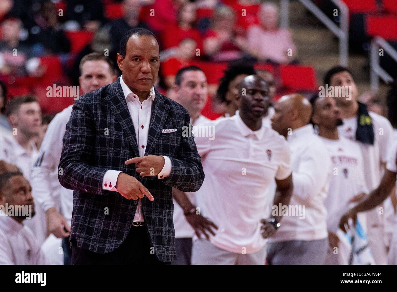 Raleigh, NC, USA. 05th Mar, 2025. North Carolina State Wolfpack head ...