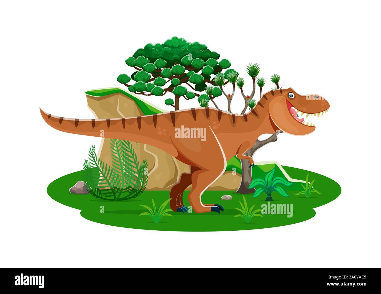 Tyrannosaurus prehistoric dinosaur character in lush forest natural ...