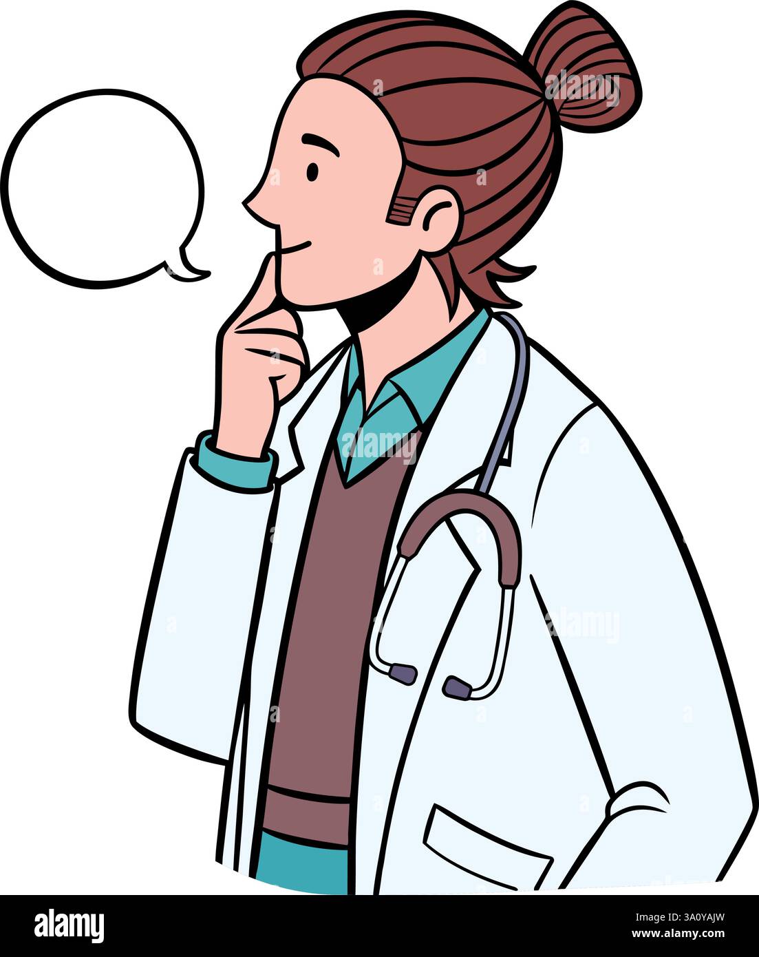 Doctor Thinking with Stethoscope Stock Vector Image & Art - Alamy