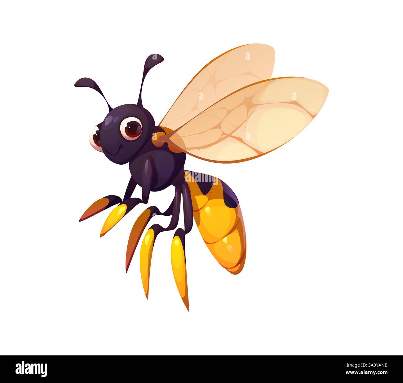 Cartoon funny wasp insect character with large expressive eyes ...